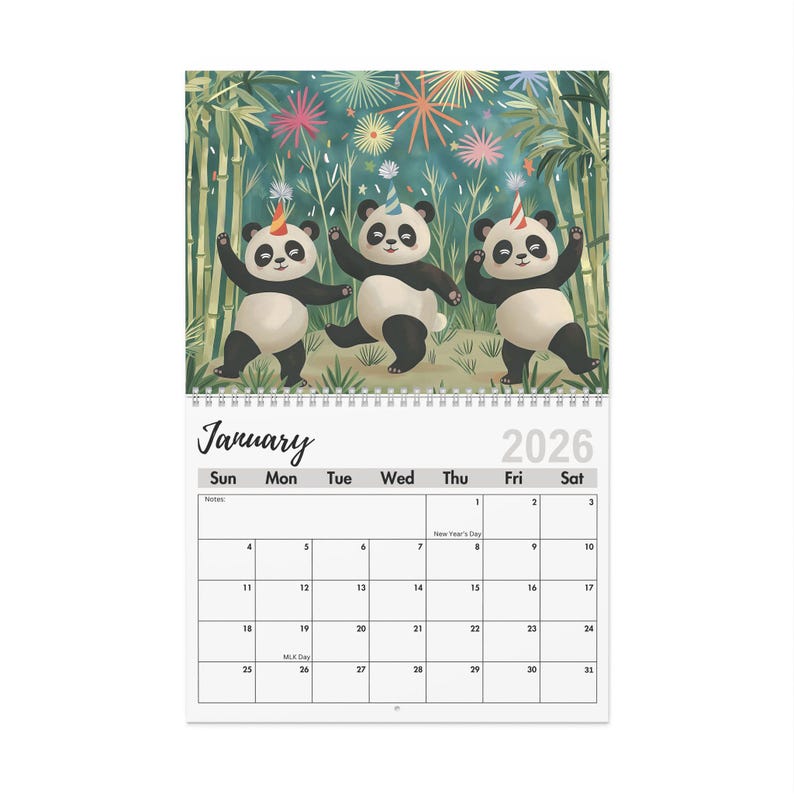 2026 Funny Pandas Wall Calendar, Cute Panda Bear Calendar, Cartoon ...
