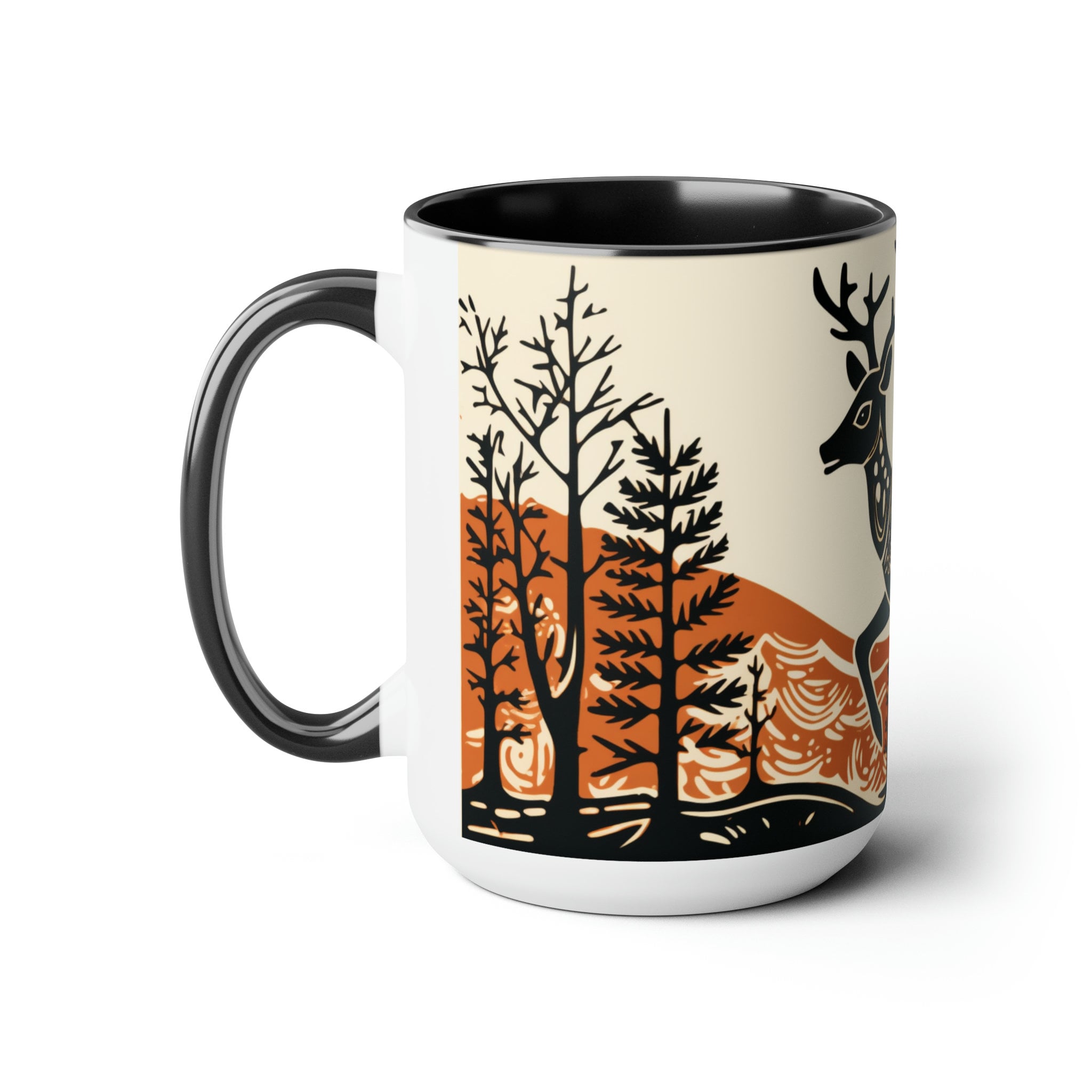 Folk Art Deer Mug, Vintage Style Art Deer Mug, Deer Coffee Mug, Doe ...