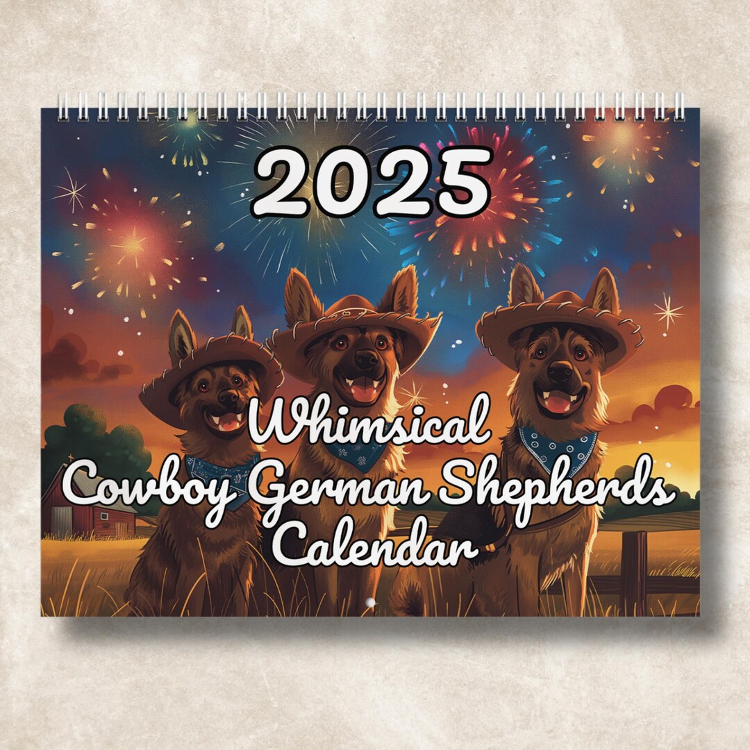 Funny German Shepherd Wall Calendar, 2025 Western Cowboy Dog, Kitchen ...
