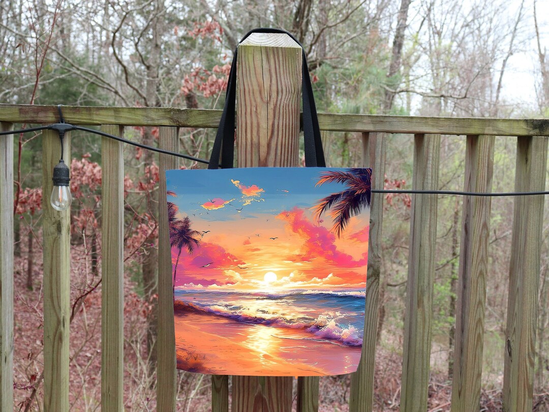 Large Beach Scene Woman's Tote Bag Tropical Paradise Tote Vacation ...