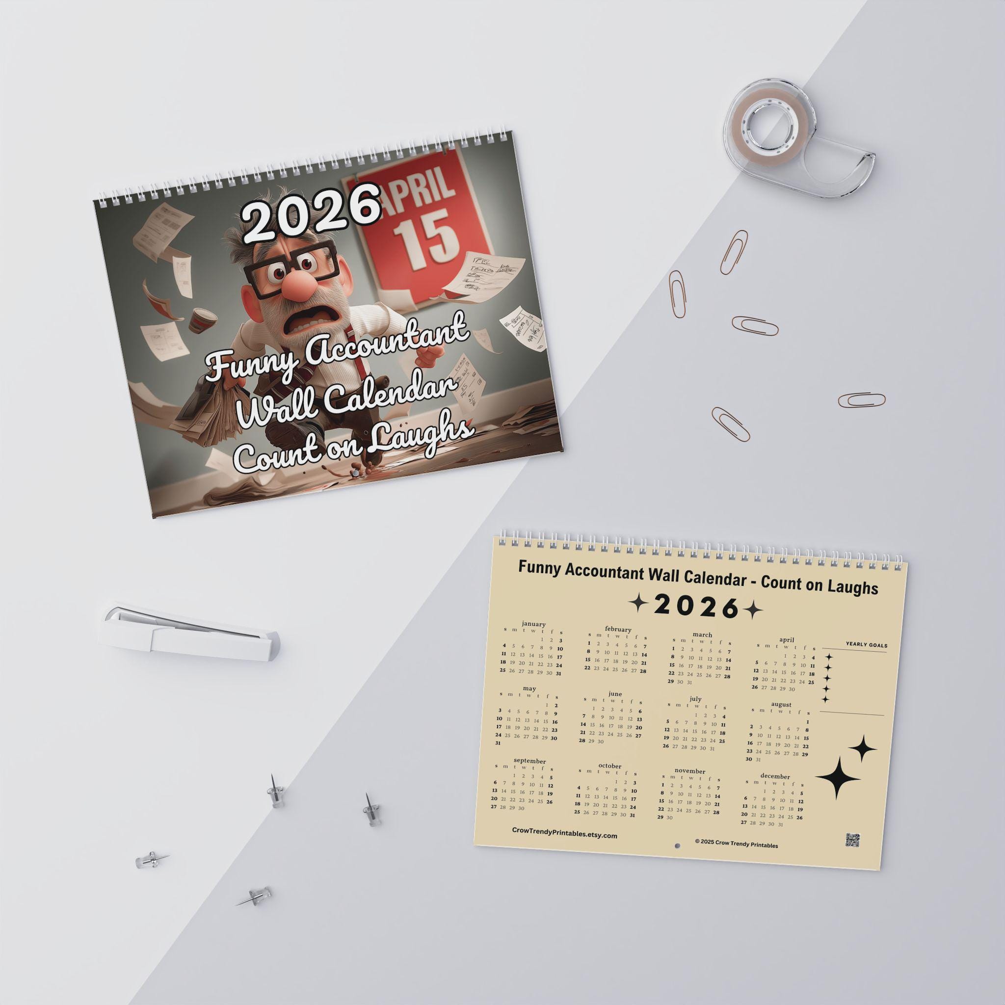 CUSTOM 2026 Funny Accountant Wall Calendar, CPA Analyst Yearly Planner ...