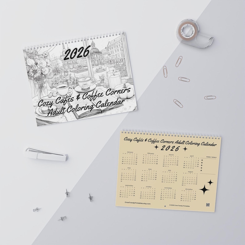 2026 Cozy Cafes & Coffee Corners Adult Coloring Wall Calendar ...