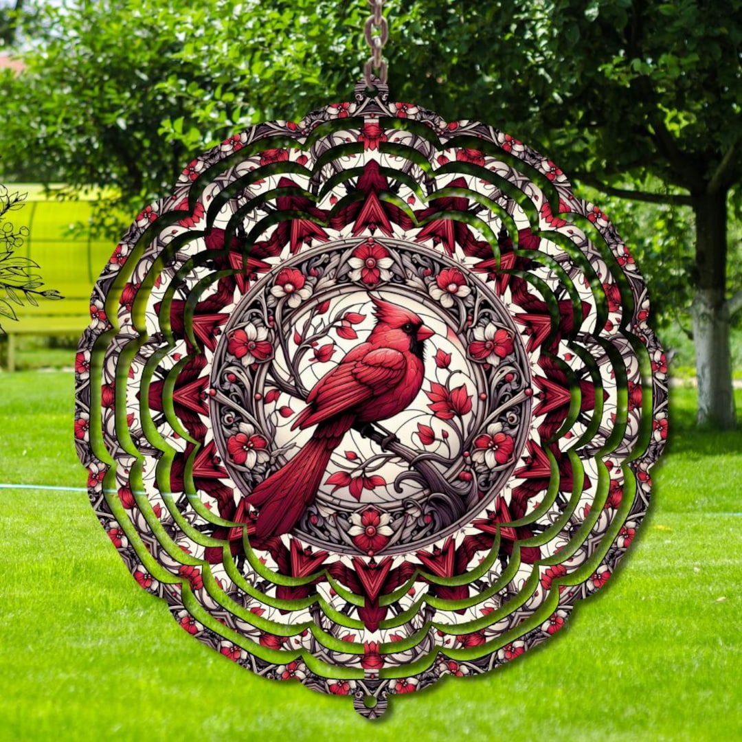Red Cardinal Wind Spinner, Bird Wind Spinner, Memorial Yard Decor ...