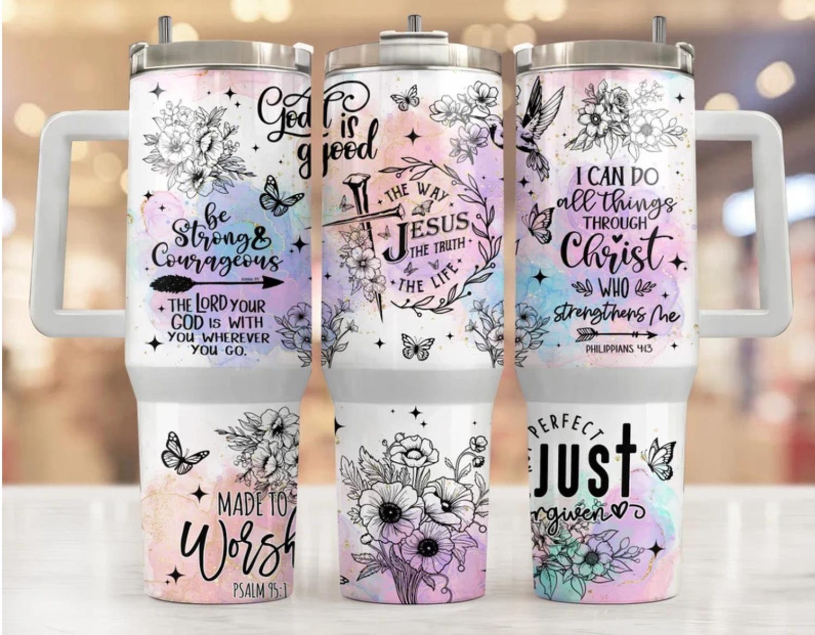 Personalized Christian Tumbler: Faith Affirmation Gift, 40oz Travel Cup ...