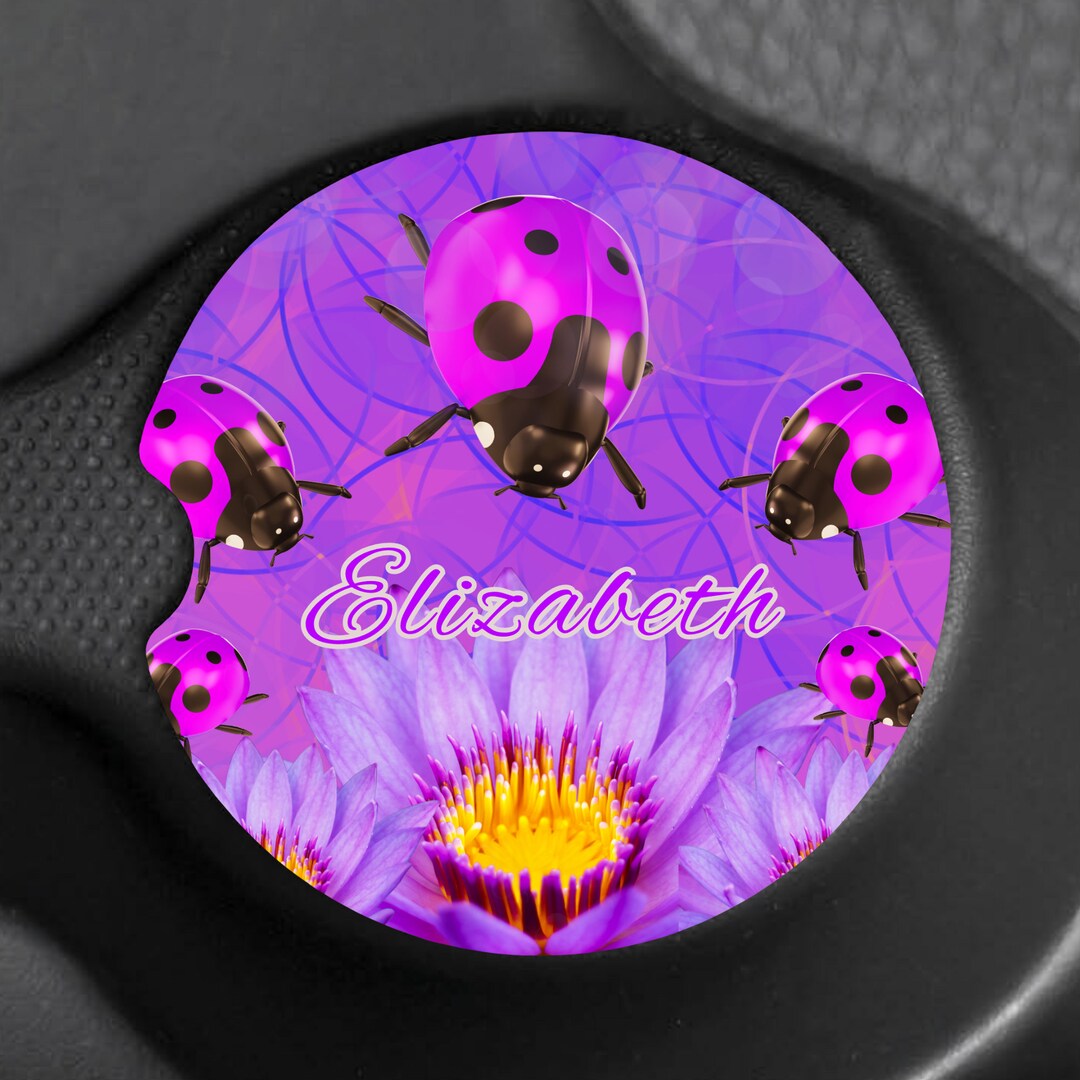Personalized Ladybug Gift, Ladybug Car Coasters, Purple Ladybug Car ...
