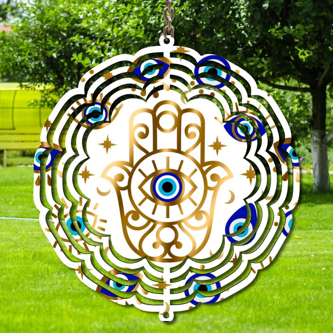 Hamsa Wind Spinner, Evil Eye Wind Spinner, Evil Eye Yard Decor, Garden ...