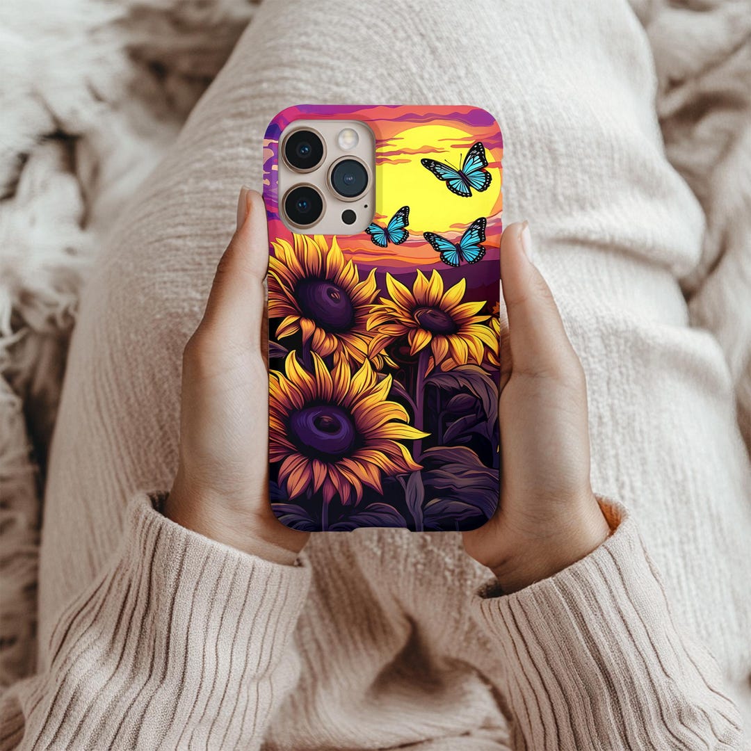 Sunflower Sunset iPhone Case: Butterflies Floral Design - Etsy