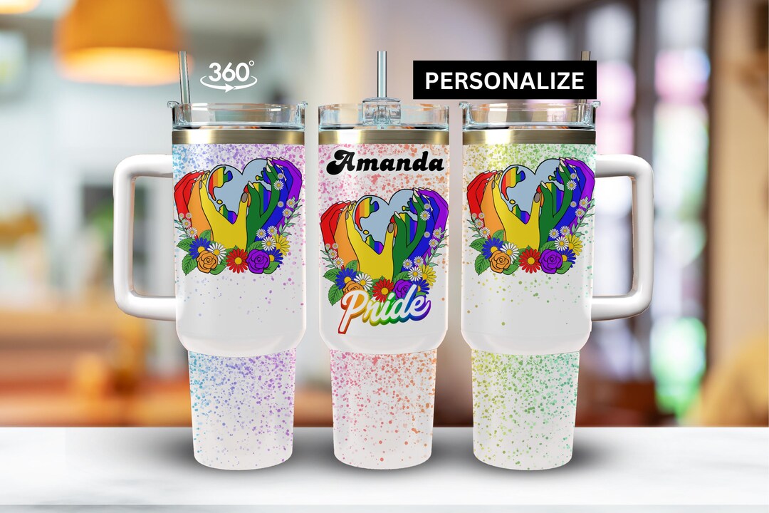 Personalized Pride Tumbler: 40oz LGBTQ Rainbow Travel Cup - Etsy