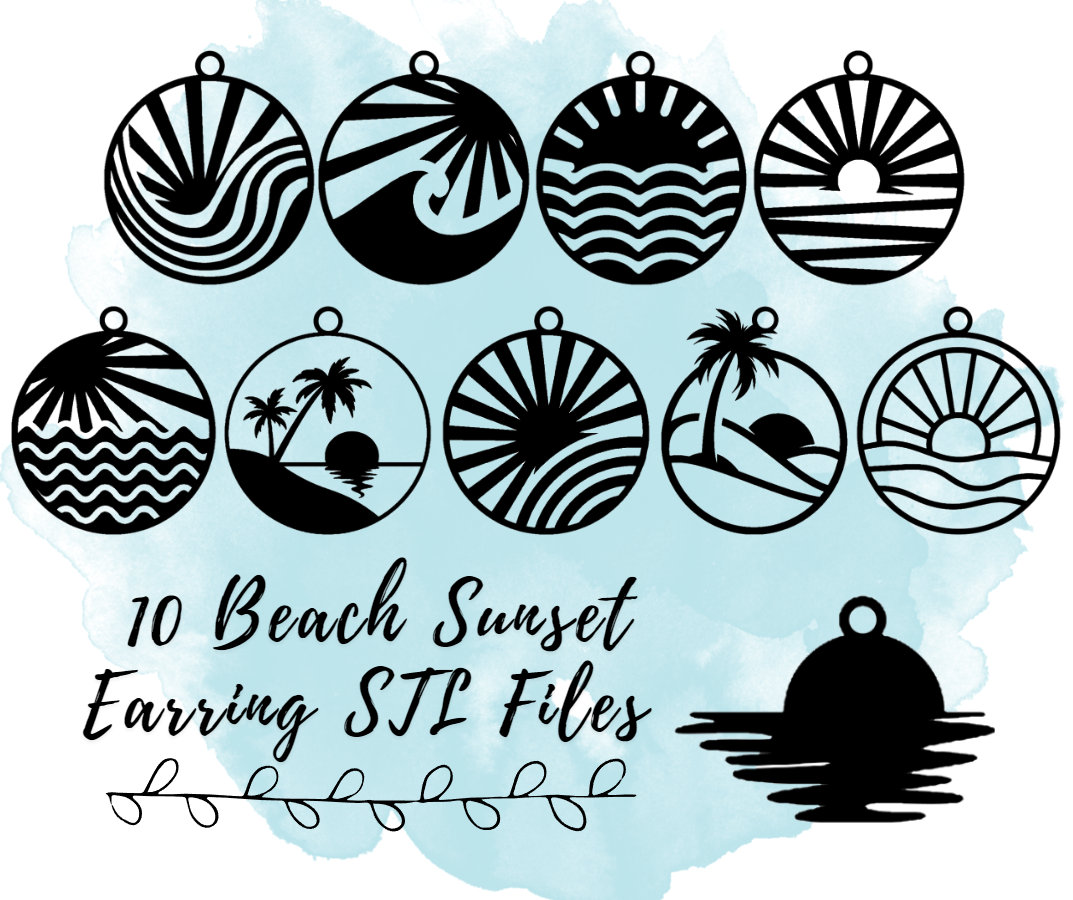 10 Beach Sunset Earring STL Files, Beach Themed Jewelry STL Files, 3D ...