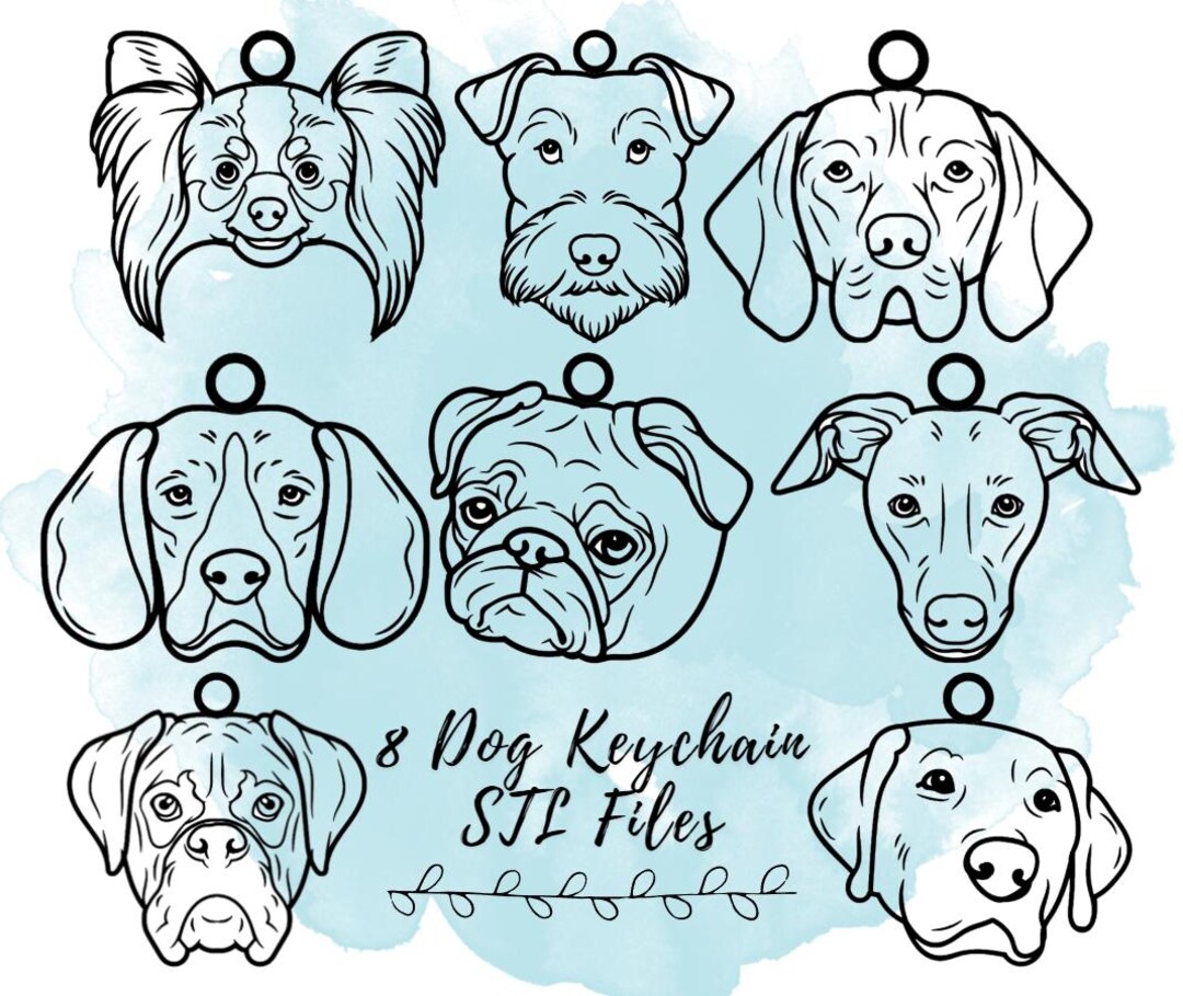 8 Dog Face Keychain STL Files, STL Files for Dog Owners, 3D Print ...