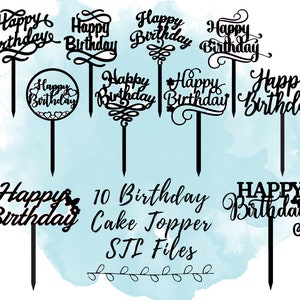 10 Birthday Cake Topper STL Files, 3D Print Models for Bakers, 3D Print ...