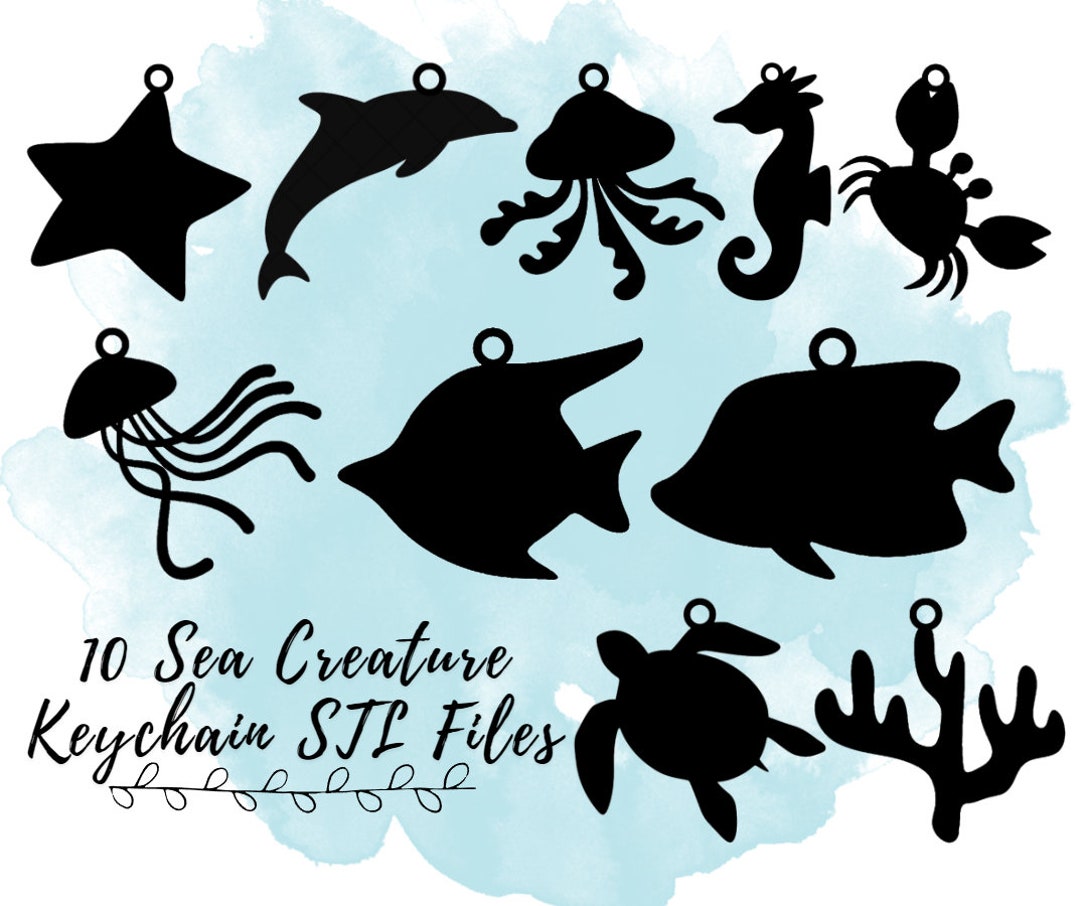 10 Sea Creature Keychain STL Files Pack, Sea Creature 3D Printer Files ...