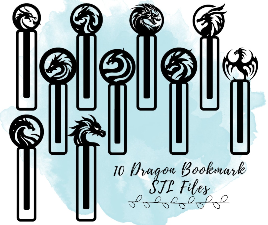 10 Dragon Bookmark STL Files, Dungeons and Dragons Theme Bookmark 3D ...