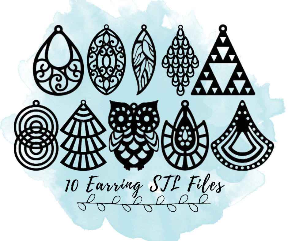 10 Earring STL Files, Owl Jewelry 3D Print Model, Geometric Earring STL ...