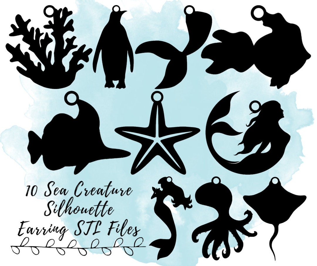 10 Sea Creature Earring STL Files, Sea Creature Silhouette 3D Printing ...