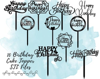 10 Birthday Cake Topper STL Files, 3D Print Models for Bakers, 3D Print ...