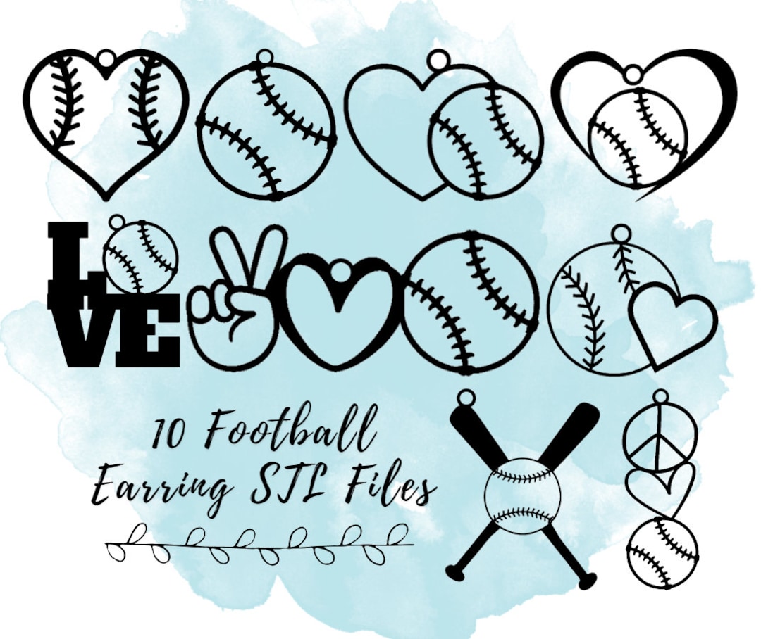 10 Baseball Earring STL Files Bundle - DIY 3d-printable Jewelry Designs ...
