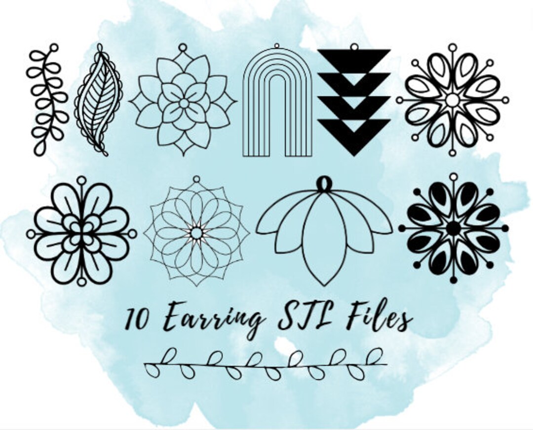10 Earring STL Files, 3D Print Files for Mandala Jewelry, Geometric ...