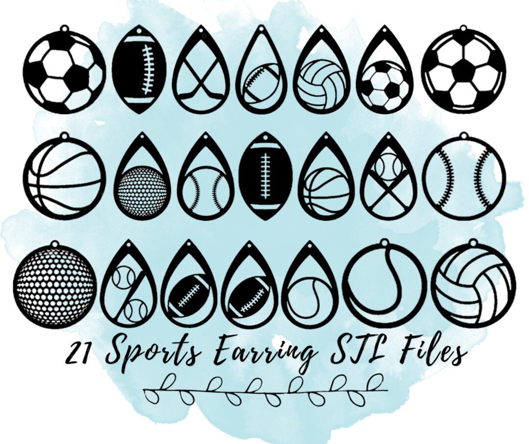 21 Sports Earring STL Files, 3D Print Football File, 3D Print ...
