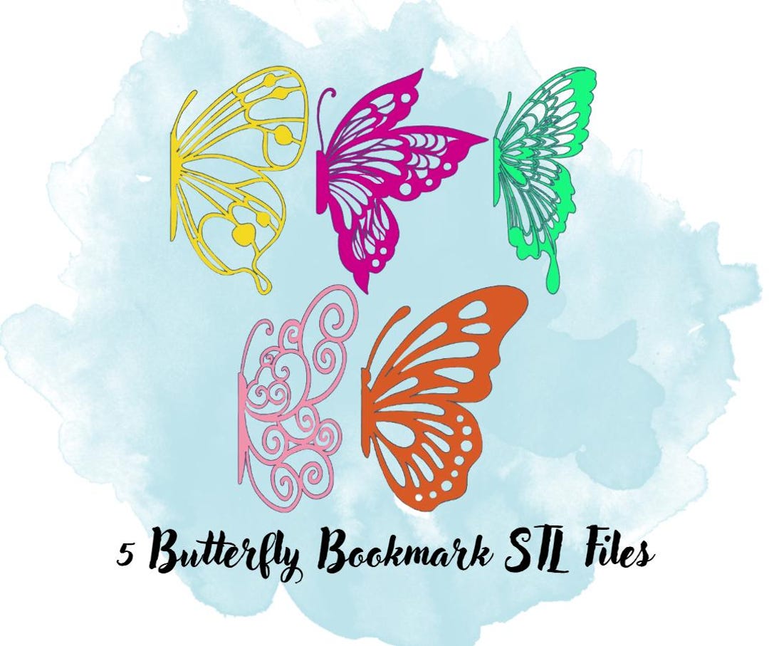 5 Butterfly Bookmark STL Files, Butterfly STL Files, 3D Printer File ...