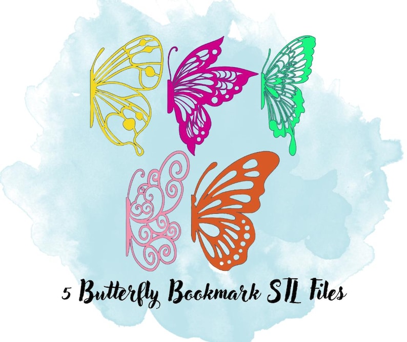 5 Butterfly Bookmark STL Files, Butterfly STL Files, 3D Printer File ...