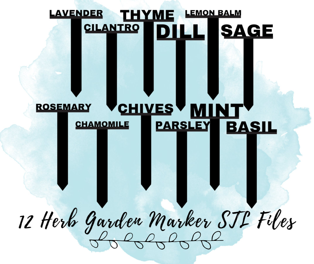 12 Herb Garden Label STL Files, 3D Print Models for Garden Labels, 3D ...