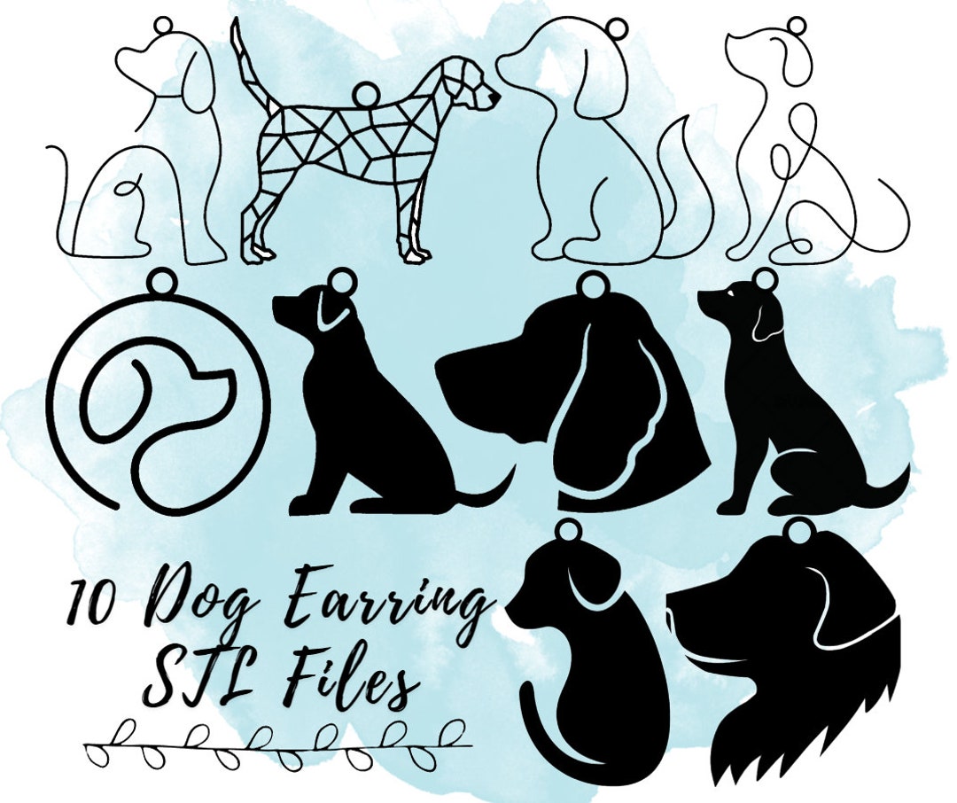 10 Dog Earring STL Files, Pet Theme Earring 3D Print Models, Dangle ...