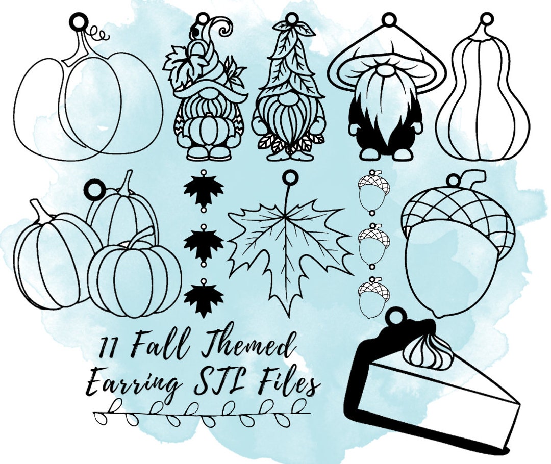 11 Fall Earring Pairs STL Files, Autumn Earring Stls, 3D Print Models ...