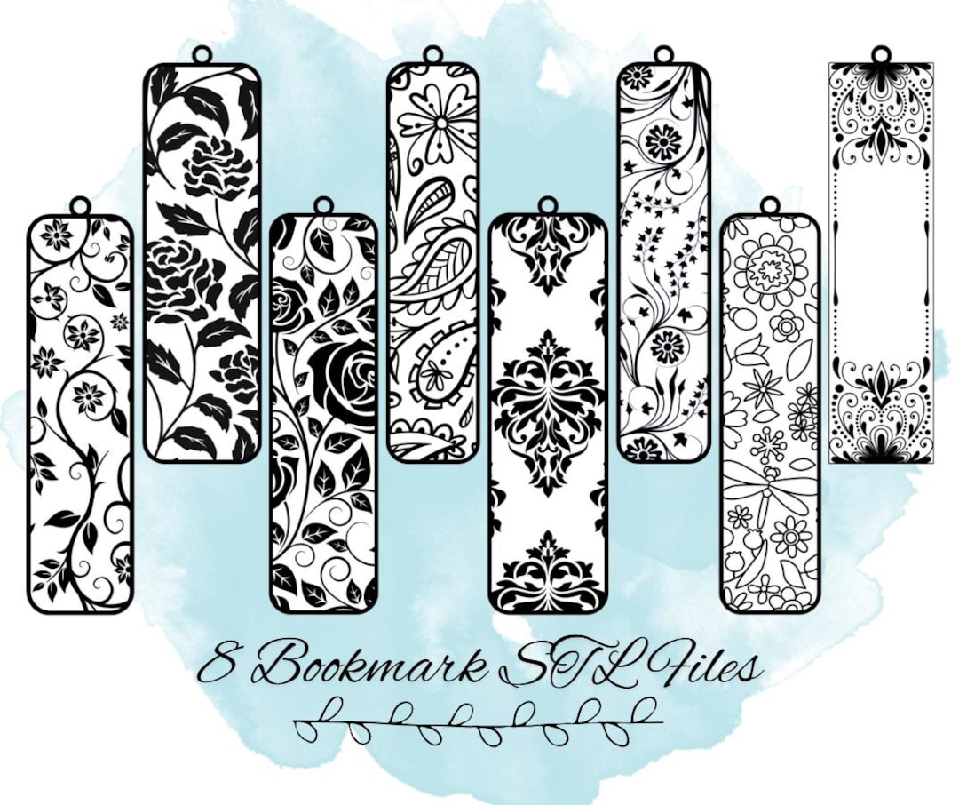8 Bookmark STL Files, Floral Bookmark STL File, Bookish Gift STL File ...