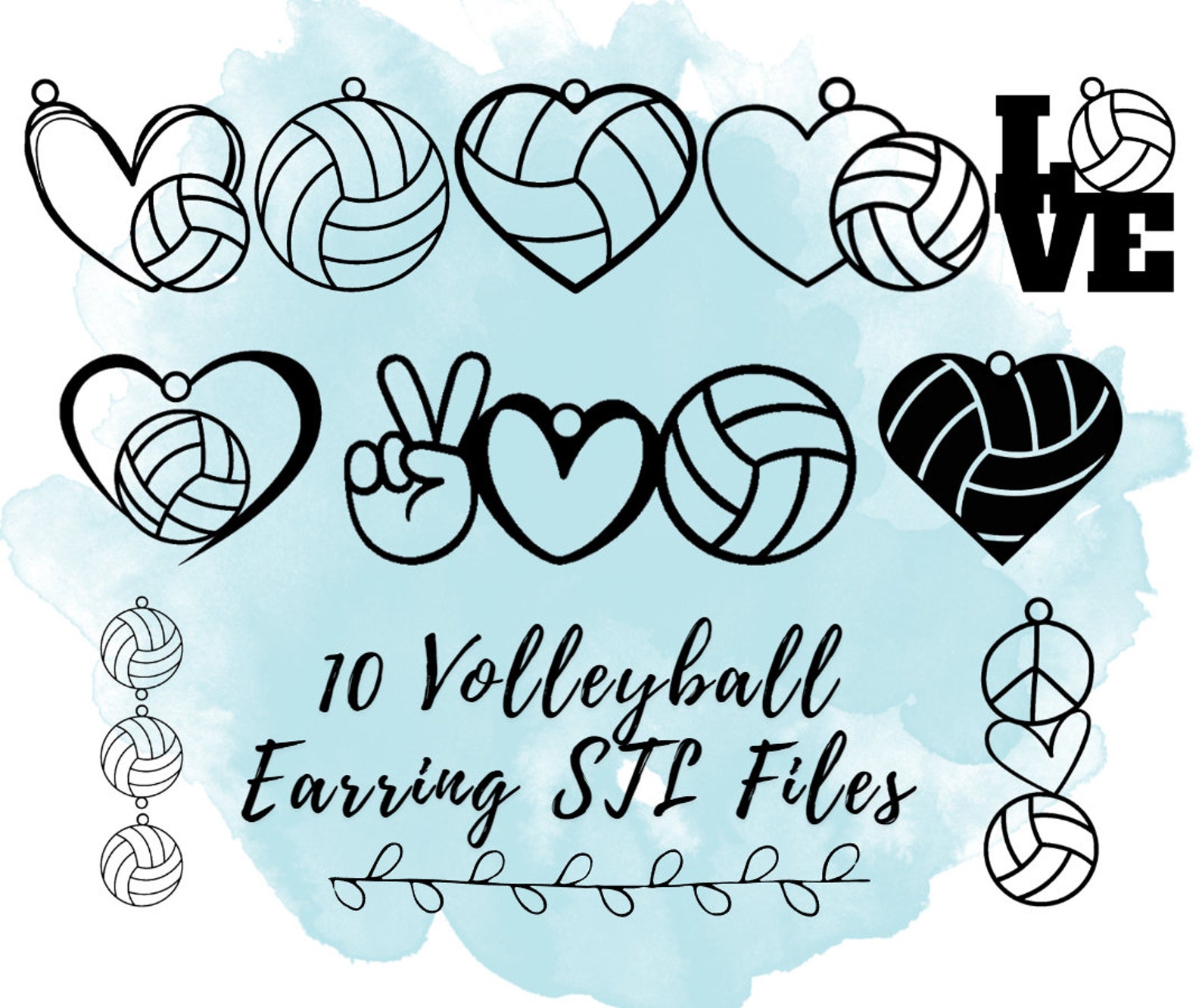 10 Volleyball Earring STL Files Pack, Volleyball Mom 3D Print Model, 3D ...