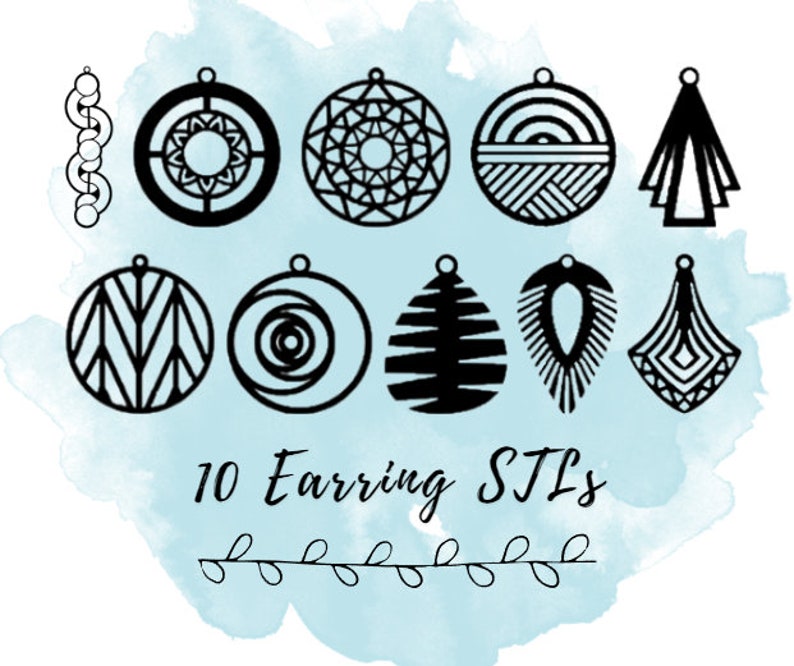 10 Earring STL Files, Teardrop Earring 3D Print Models, Dangle Earring ...