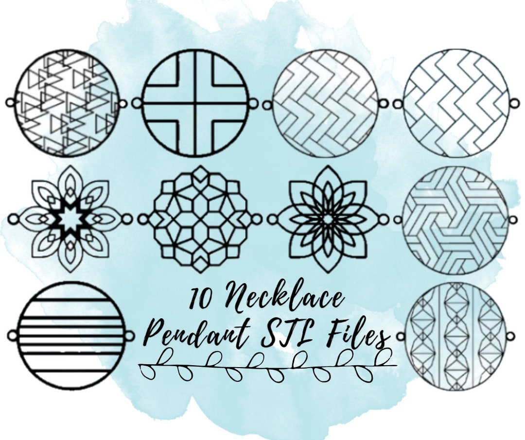 10 Necklace Pendant STL Files, Bracelet Charm STL Files Statement ...
