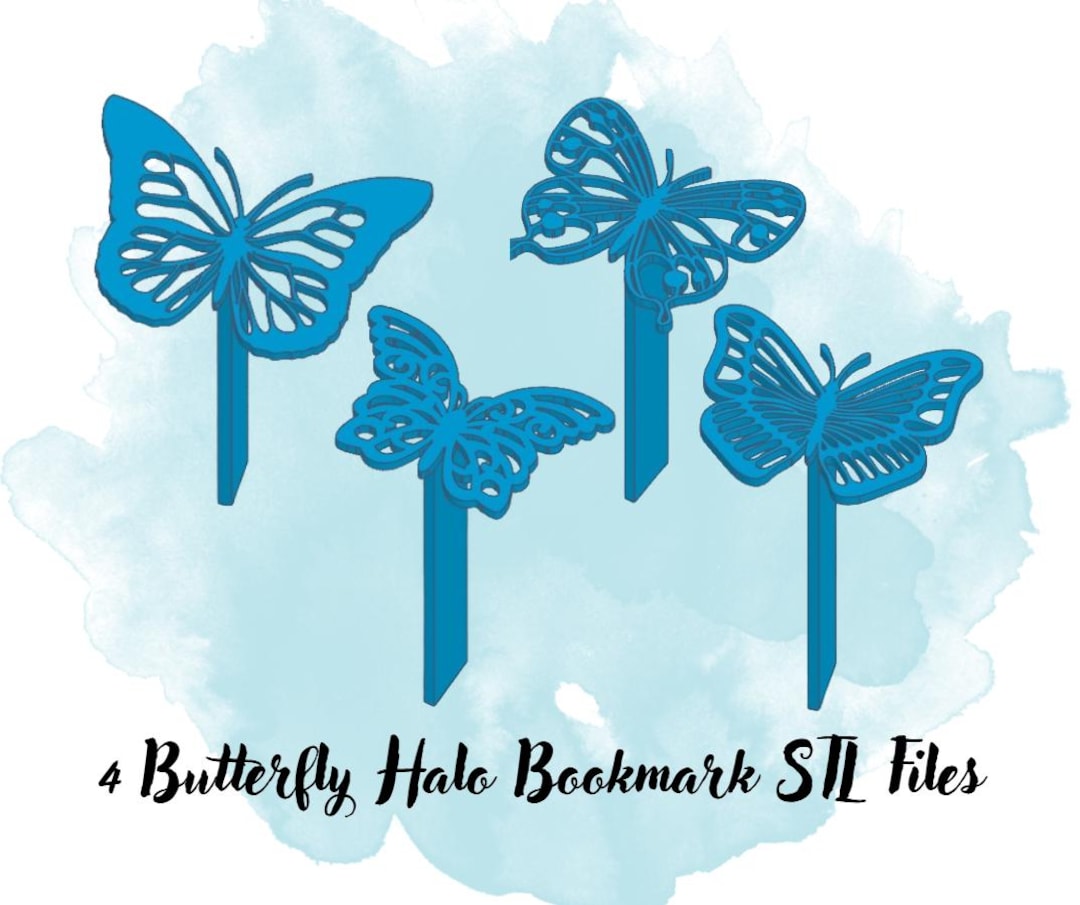 4 Butterfly Halo Bookmark STL Files, Butterfly Bookmark STL File ...