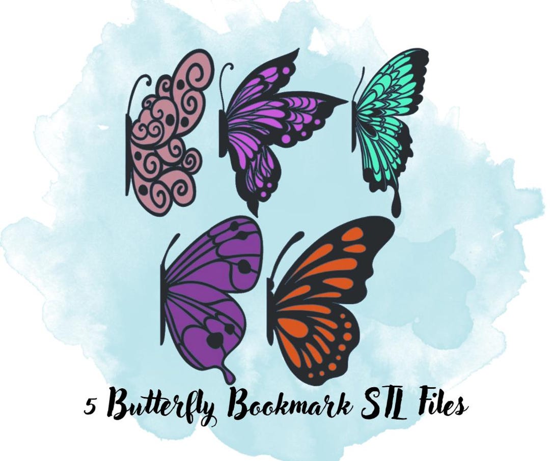 5 Butterfly Bookmark STL Files, Butterfly STL Files, 3D Printer File ...