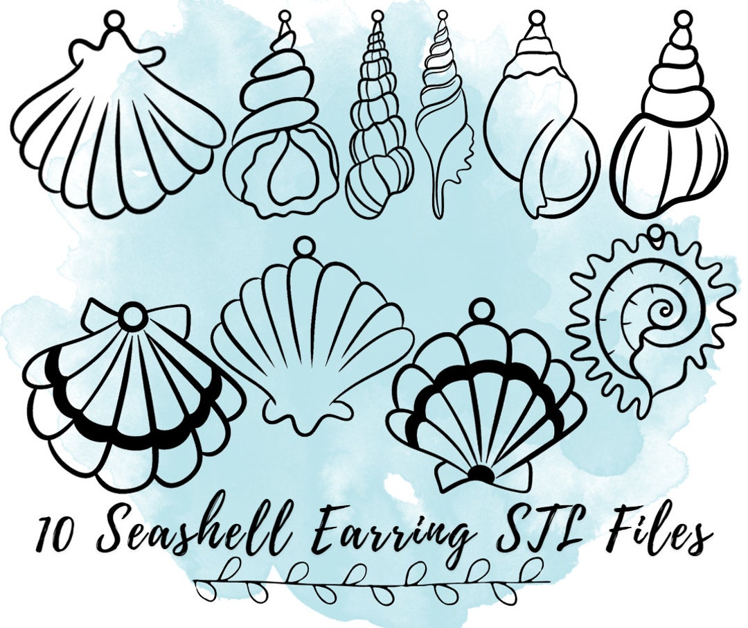 10 Seashell Earring STL Files, Beach Themed Jewelry STL Files, 3D Print ...