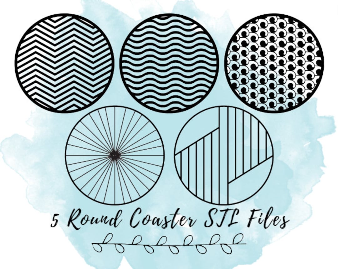 5 Round Coaster STL Printing Files Pack Printable 3D Printed Coaster ...