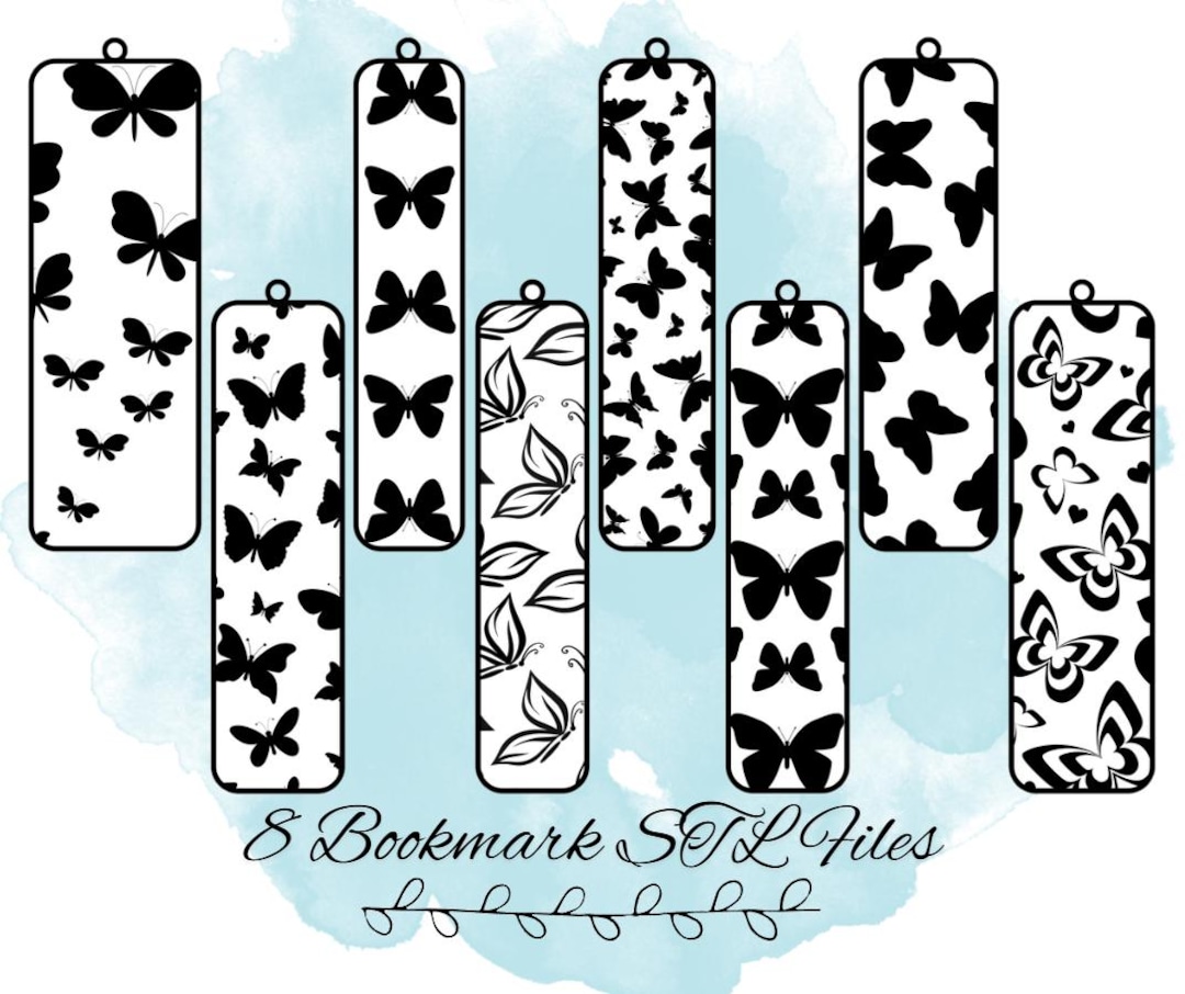 8 Butterfly Bookmark STL Files, Bookish Gift STL File, 3D Print Files ...