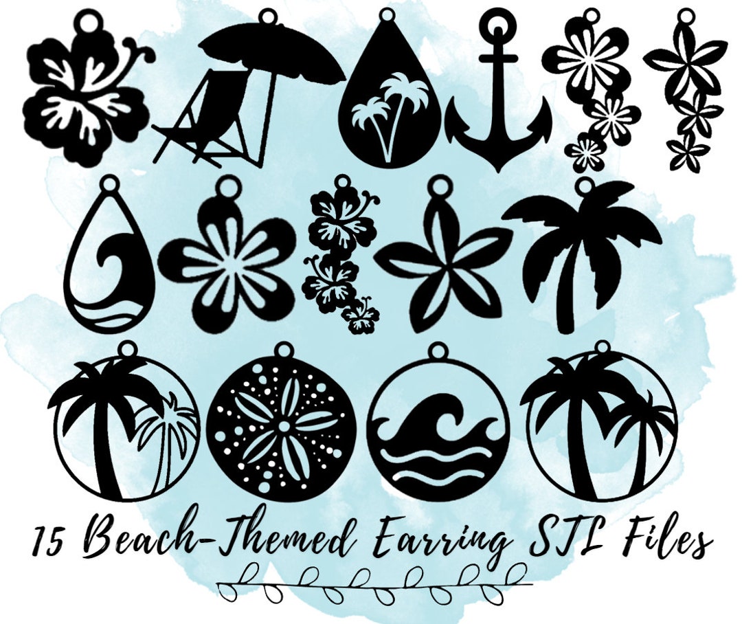 15 Beach Earring STL Files, Beach Themed Jewelry STL Files, 3D Print ...