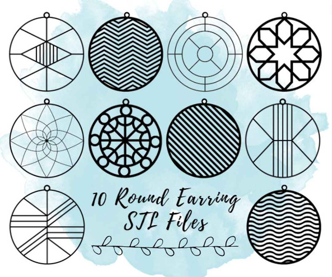 10 Earring STL Files Pack, 3D Print Model for Dangle Earrings ...