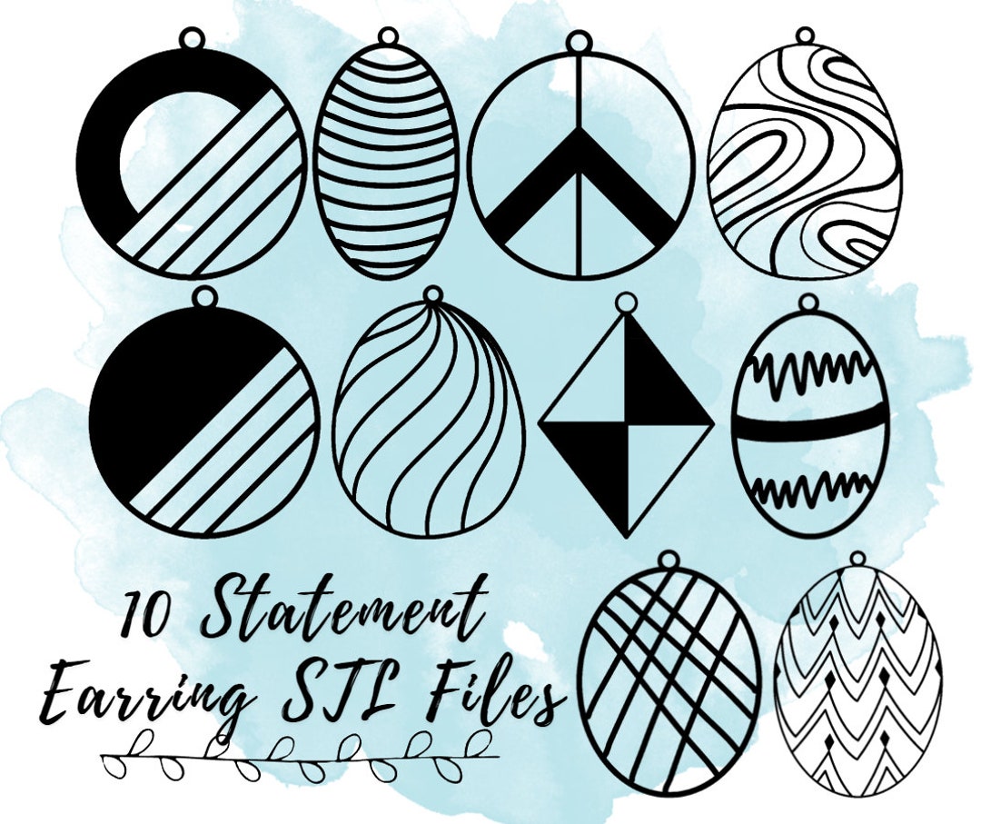 10 Earring STL Files Pack, 3D Print Model for Dangle Earrings ...