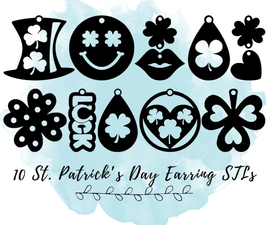 10 St. Patrick's Day Earring STL Files, St. Patrick's Day Necklace ...