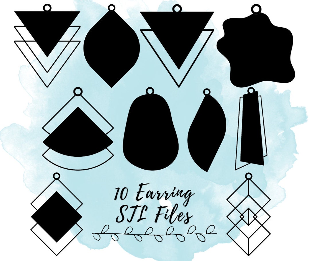 10 Earring STL Files, Teardrop Earring 3D Print Models, Dangle Earring ...