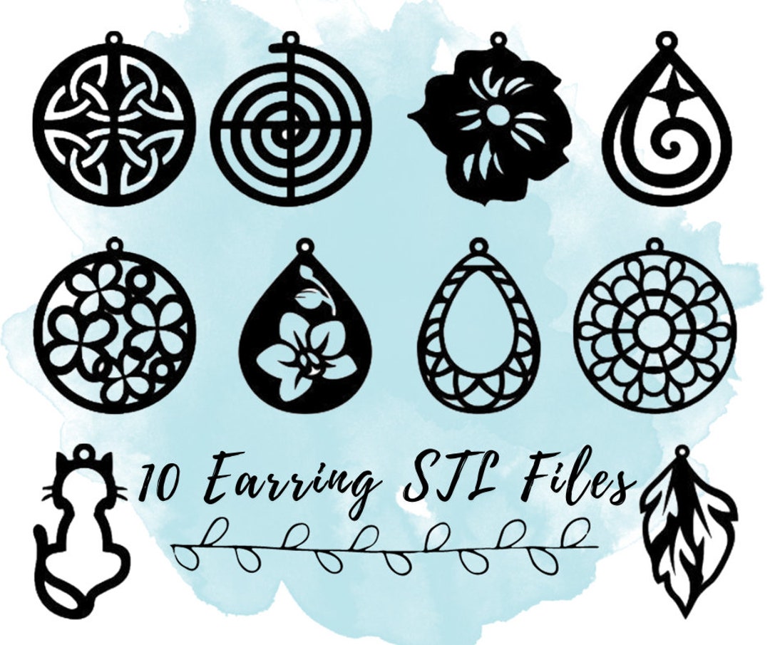 10 Earring Pairs STL Printing Files Pack | Printable 3D Printed ...