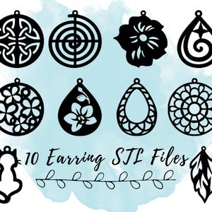 10 Earring Pairs STL Printing Files Pack Printable 3D Printed Teardrop ...