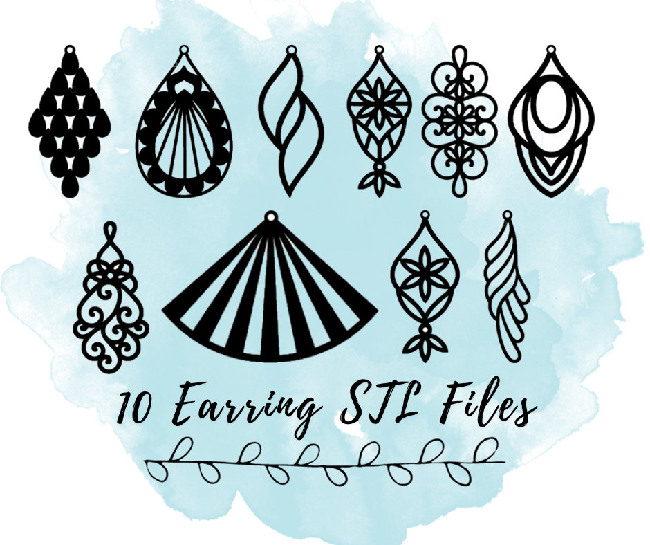 10 Earring STL Files for 3D Printing, Necklace Pendant STL Files ...