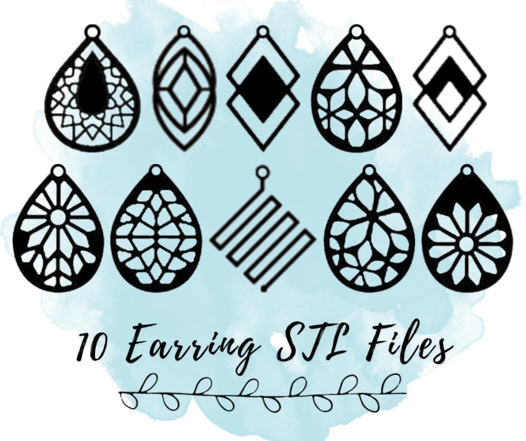 10 Earring Pairs STL Printing Files Pack, 3D Print Dangle Earring ...
