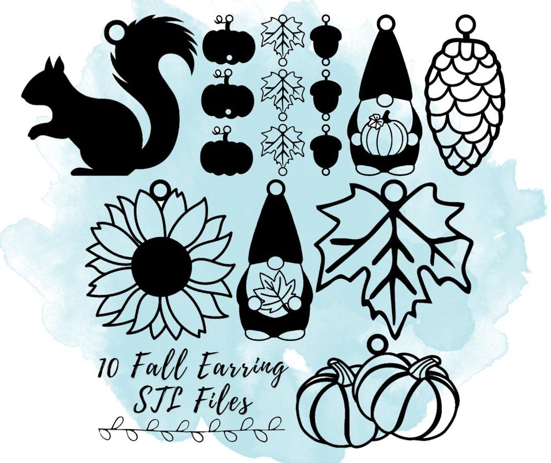 10 Fall Earring Pairs STL Files, Autumn Earring Stls, 3D Print Models ...