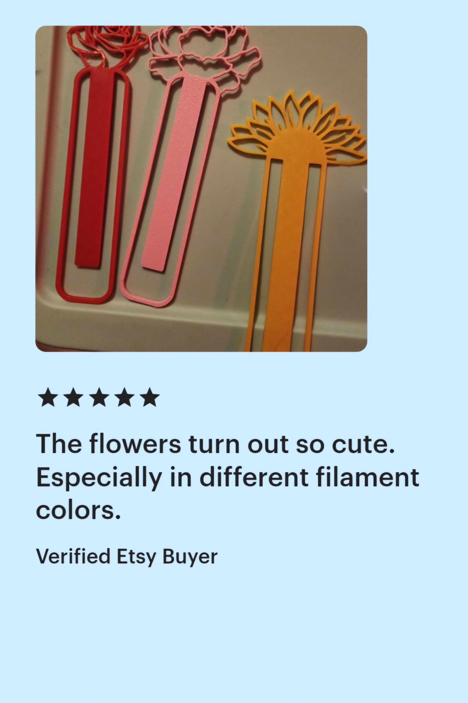 10 Flower Bookmark STL Files, Paperclip Style Bookmark 3D Print Models ...