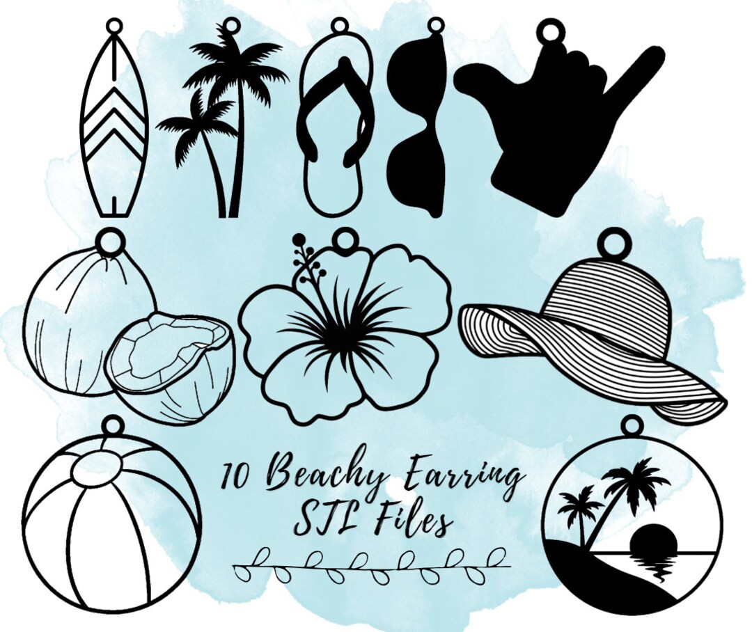 10 Beach Earring STL Files, Beach Themed Jewelry STL Files, 3D Print ...