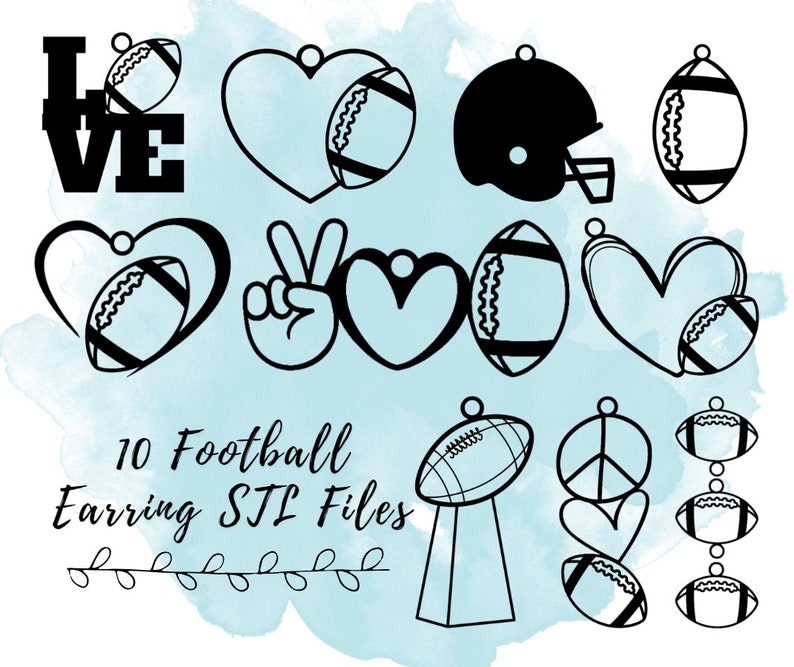 10 Football Earring STL Files, STL Files for Football Fans, Football 3D ...